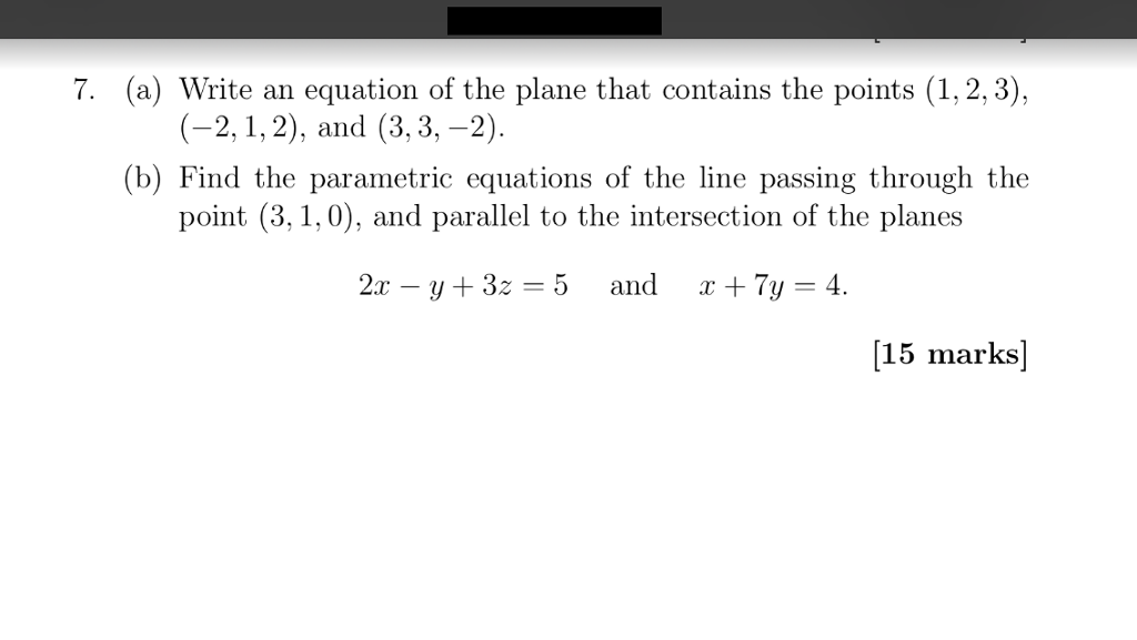 Solved (a) Write an equation of the plane that contains the | Chegg.com