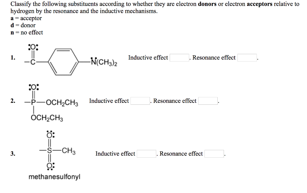 Solved Classify The Following Substituents According To