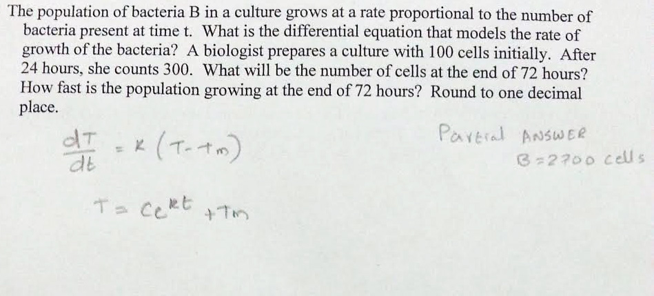 Solved The population of bacteria B in a culture grows at a | Chegg.com