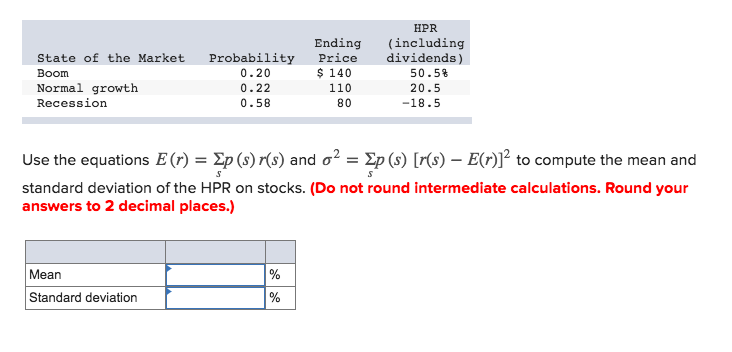 Solved HPR Ending (including State of the Market Probability | Chegg.com