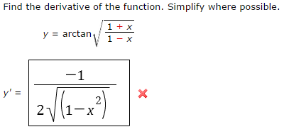 Solved Find the derivative of the function. Simplify where | Chegg.com
