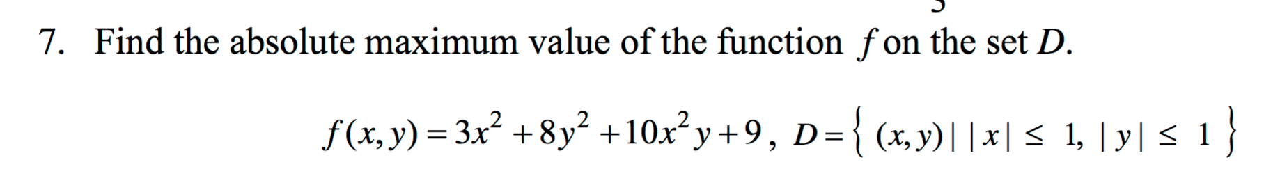 Solved Find the absolute maximum value of the function | Chegg.com