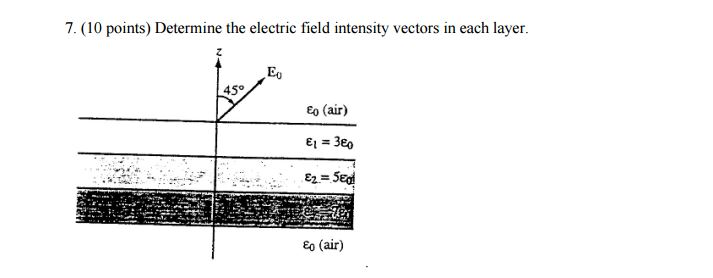 Solved Determine the electric field intensity vectors in | Chegg.com