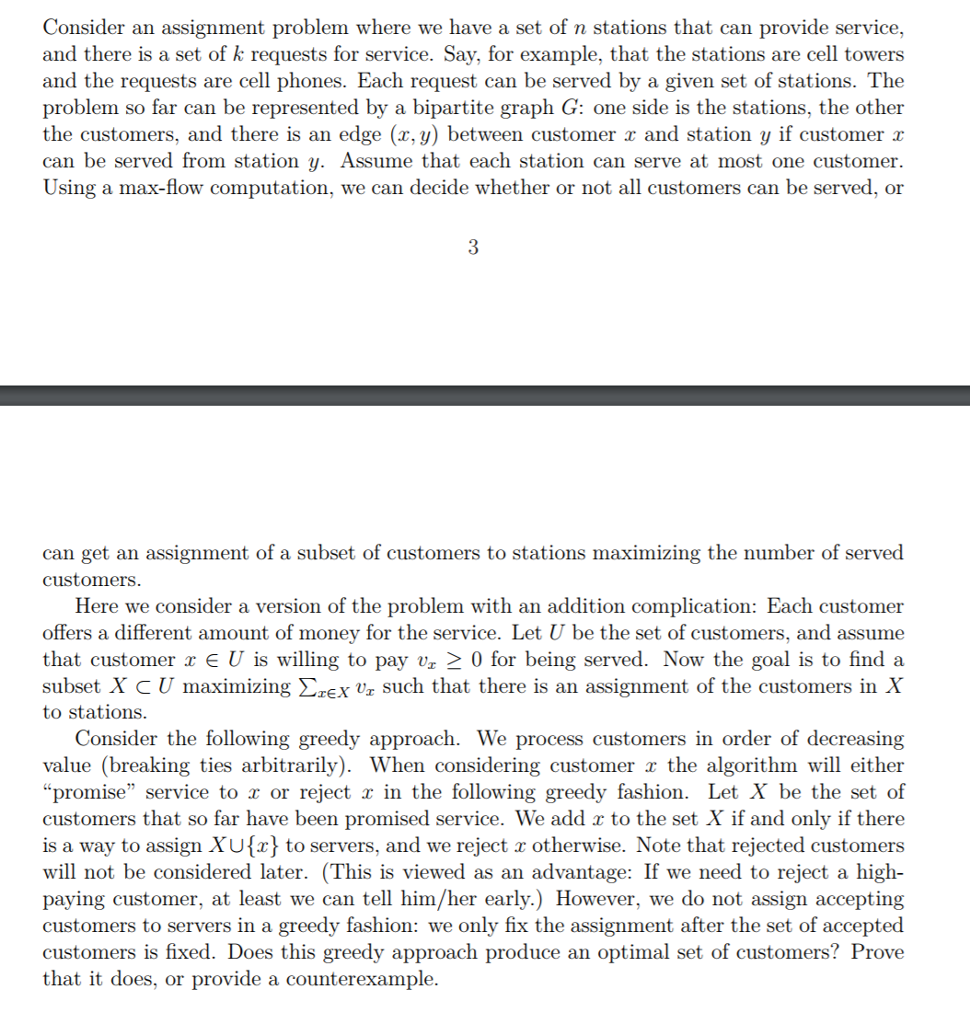 Solved Consider an assignment problem where we have a set of | Chegg.com