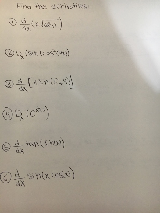 Solved Find the derivatives: d/dx (x squareroot 6x^2 + 2) | Chegg.com