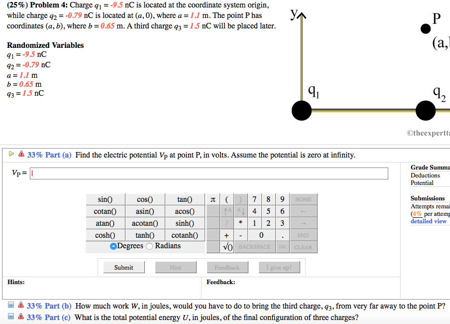 Solved Charge q_1 = -9.5 nC is located at the coordinate | Chegg.com