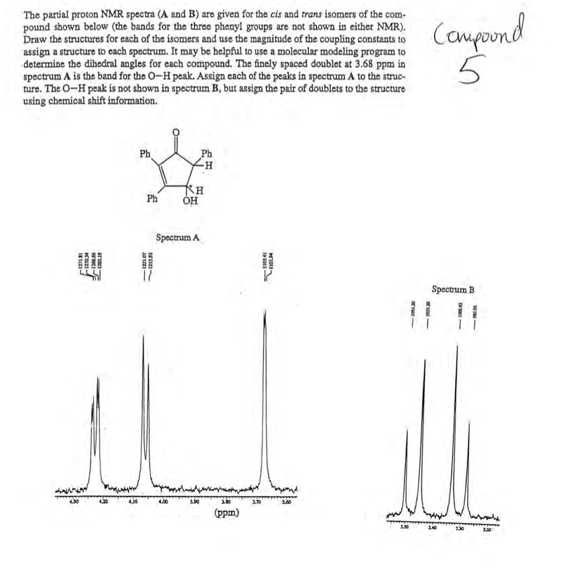 Solved The partial proton NMR spectra (A and B) are given | Chegg.com