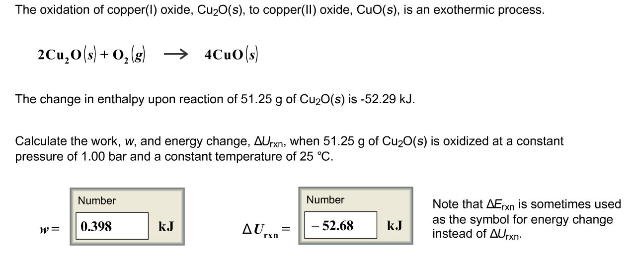 Solved The oxidation of copper(I) oxide, Cu2O(s), to | Chegg.com