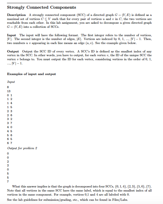 Solved Strongly Connected Components Description A Strongly