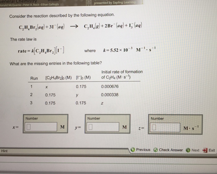 Solved Consider the reaction described by the following | Chegg.com