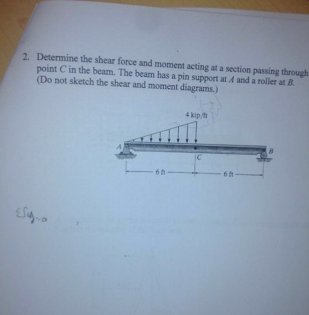 Solved Determine the shear force and moment acting at a | Chegg.com