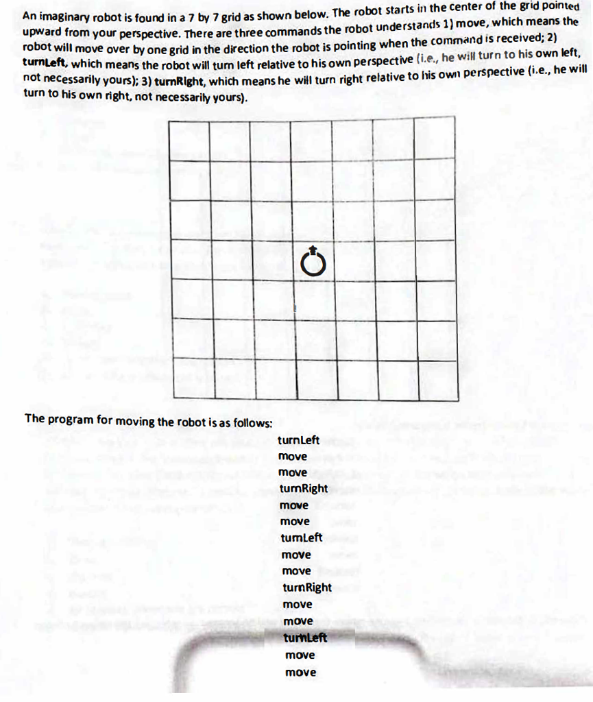 Solved a 7 by 7 grid as shown below. The robot starts in the | Chegg.com