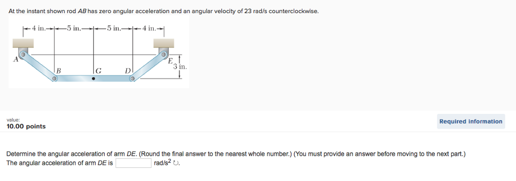 Solved At the instant shown rod AB has zero angular | Chegg.com