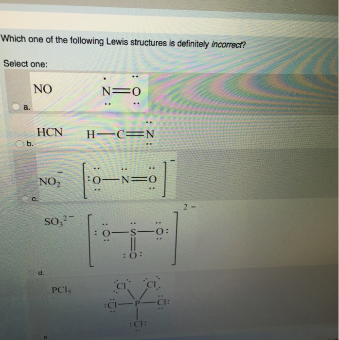Solved Which one of the following Lewis structures is | Chegg.com