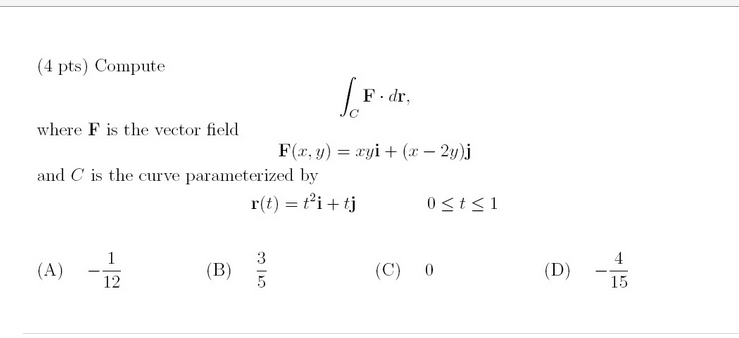 Solved Compute integral_C F middot dx, where F is the | Chegg.com