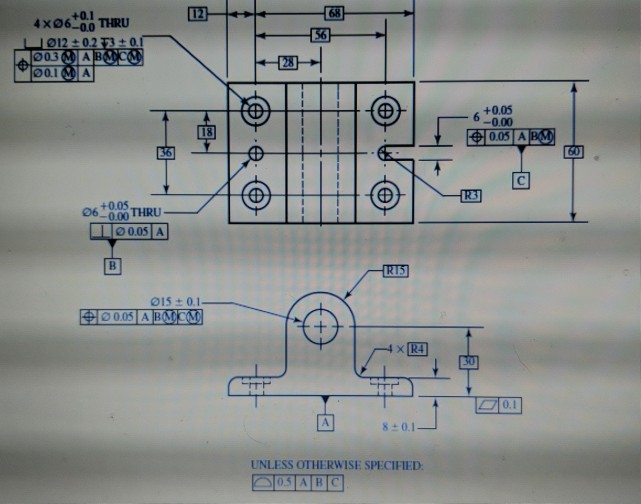 Solved The drawing shown is of a mounting fixture to locate | Chegg.com