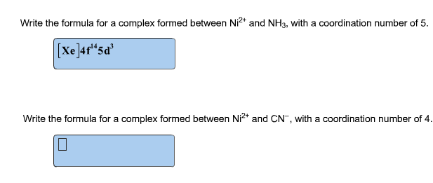 Solved Write the formula for a complex formed between Ni^2 | Chegg.com