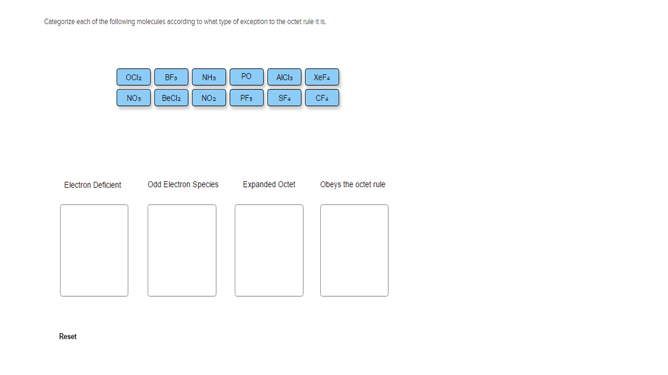 Solved Categorize each of the following molecules according | Chegg.com