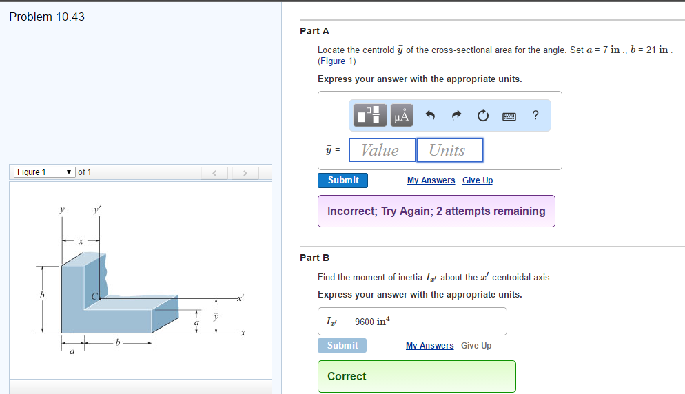 Solved Locate the centroid y^bar of the cross-sectional | Chegg.com