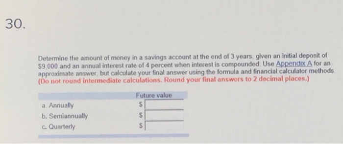 Solved Determine the amount of money in a savings account at | Chegg.com