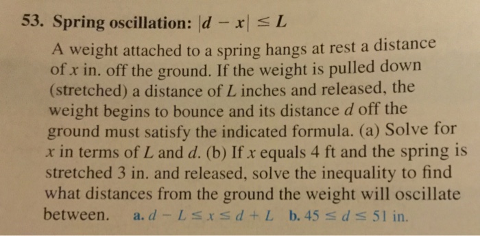 Solved A weight attached to a spring hangs at rest a | Chegg.com