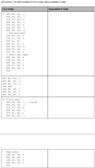 For each snippet of LC-3 code. show suitable C code. | Chegg.com