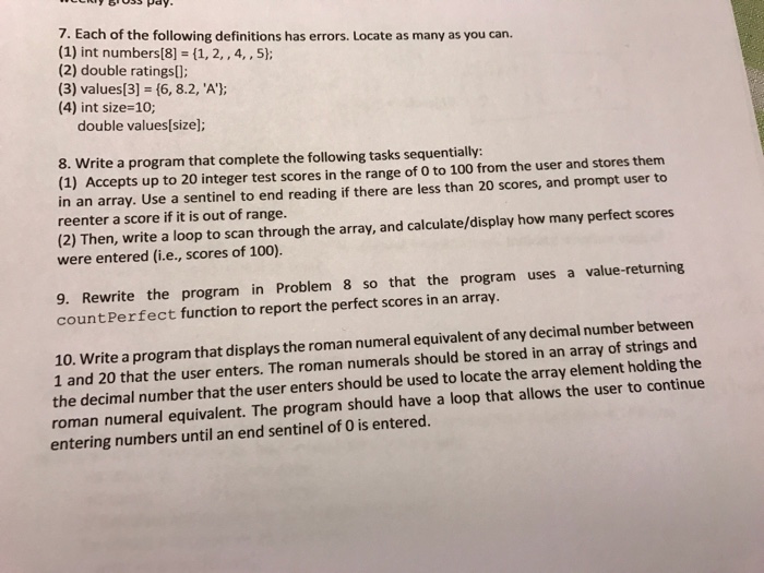 Solved Each of the following definitions has errors. Locate | Chegg.com