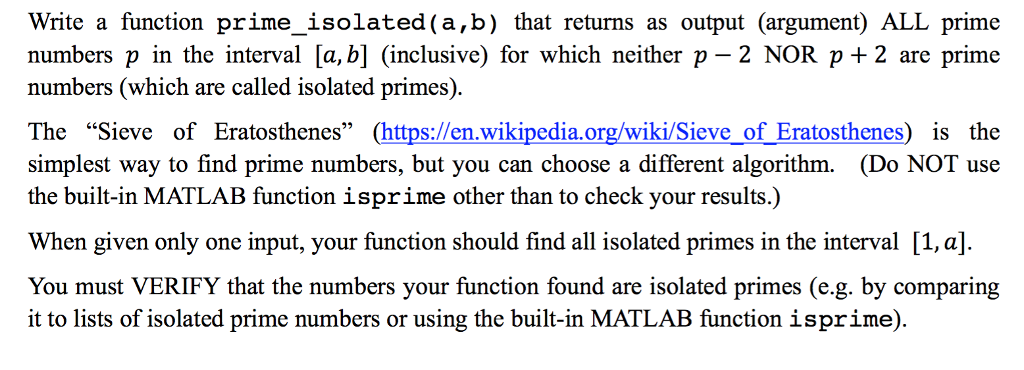 Solved Write a function prime isolated (a,b) that returns as | Chegg.com