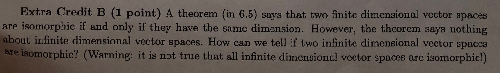 Solved Extra Credit B 1 Point A Theorem In 6 5 Says That