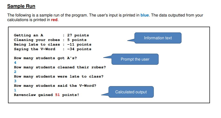 Sample Run The following is a sample run of the | Chegg.com