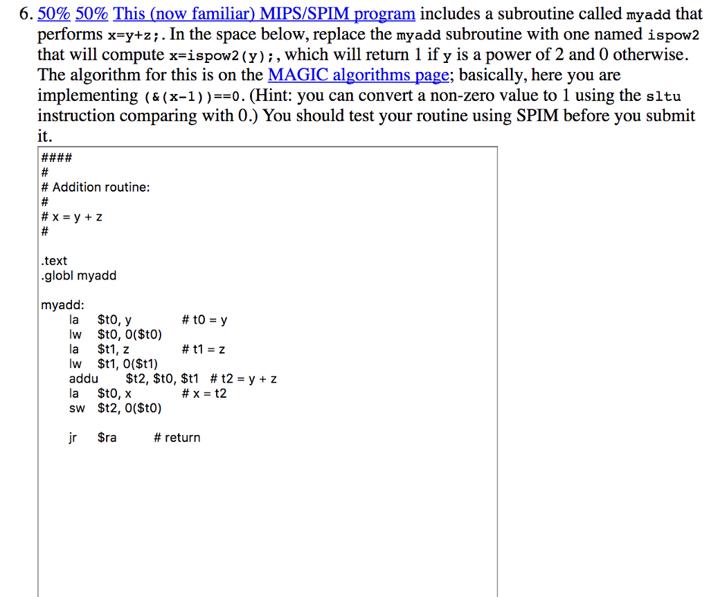 Solved This (now familiar) MIPS/SPIM program includes a | Chegg.com