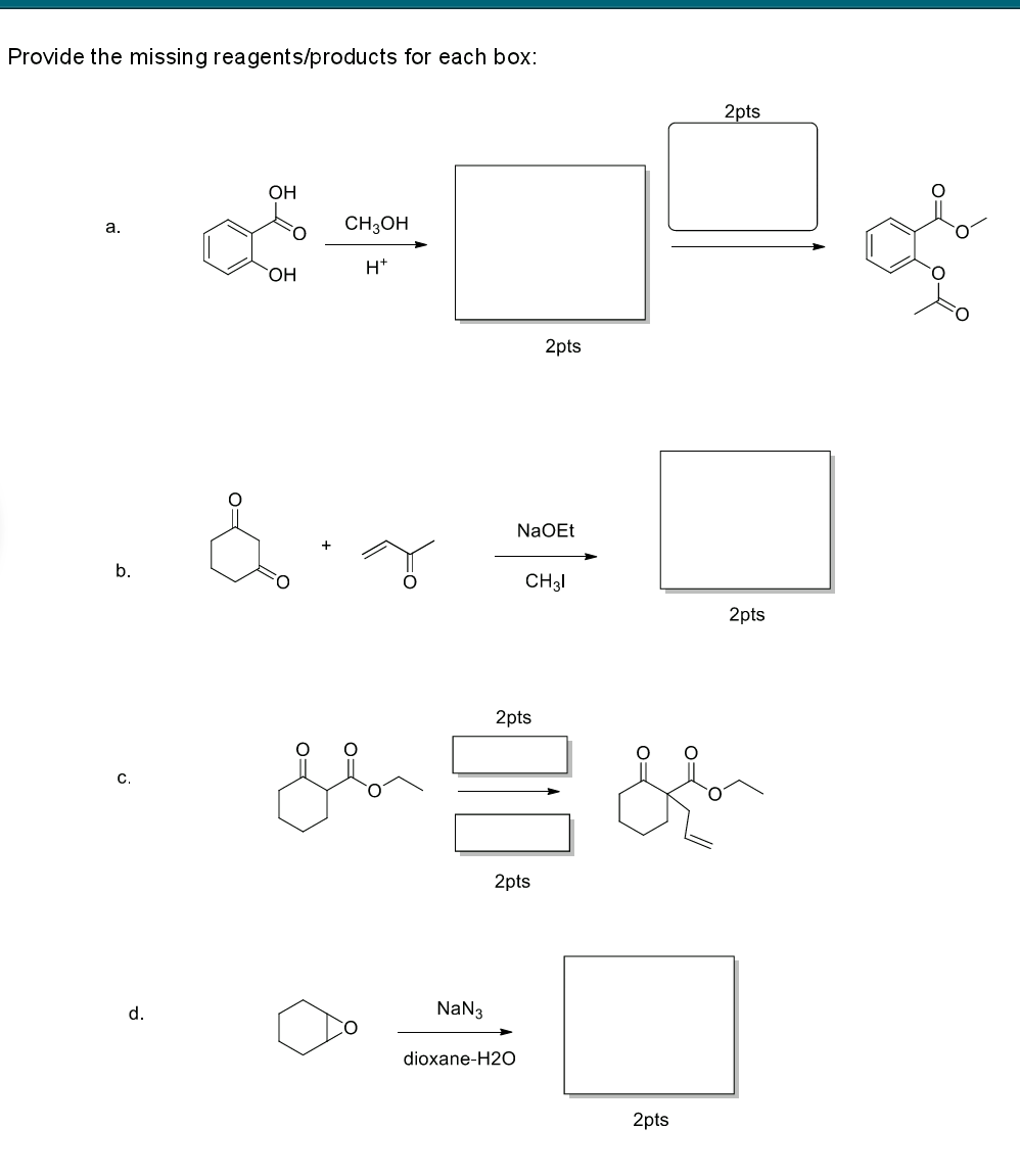 Solved Provide the missing reagents/products for each box: | Chegg.com