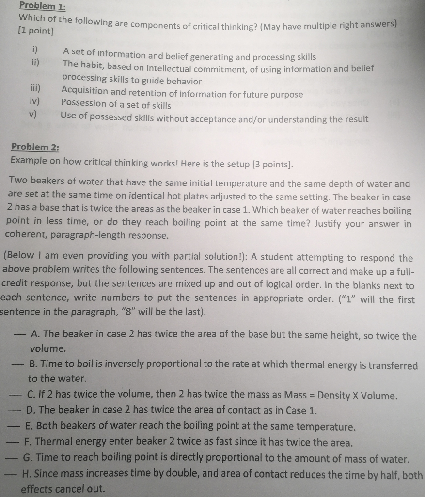 Problem 1: Which of the following are components of 1 | Chegg.com