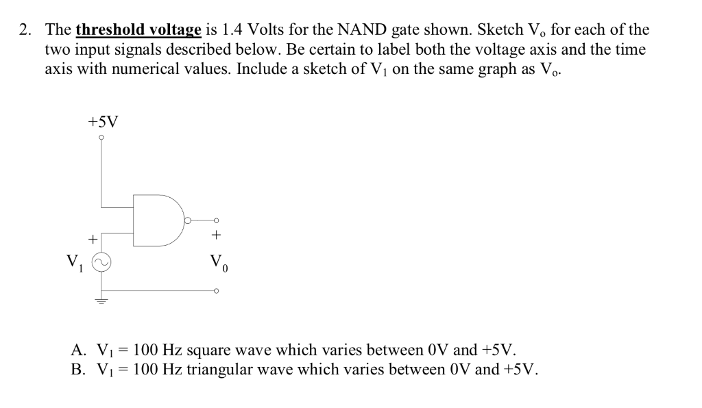 Solved The threshold voltage is 1.4 volts for the NAND gate | Chegg.com
