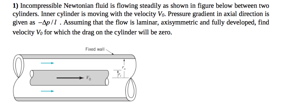 Solved 1) Incompressible Newtonian fluid is flowing steadily | Chegg.com