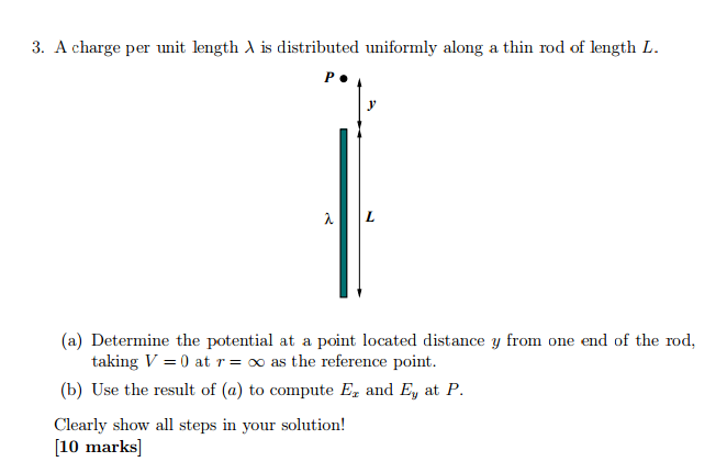Solved 3. A charge per unit length λ is distributed | Chegg.com