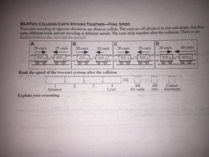 Solved Two carts traveling in opposite directions are about | Chegg.com