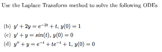 Solved Use the Laplace Transform method to solve the | Chegg.com