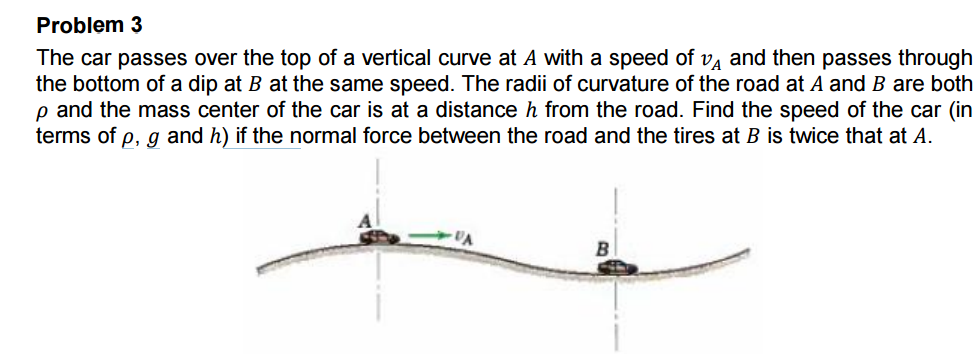 Solved Problem 3 The car passes over the top of a vertical | Chegg.com