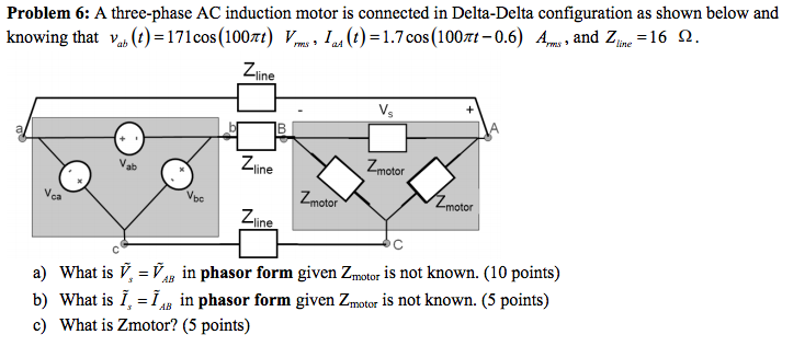 Solved: A Three-phase AC Induction Motor Is Connected In D... | Chegg.com