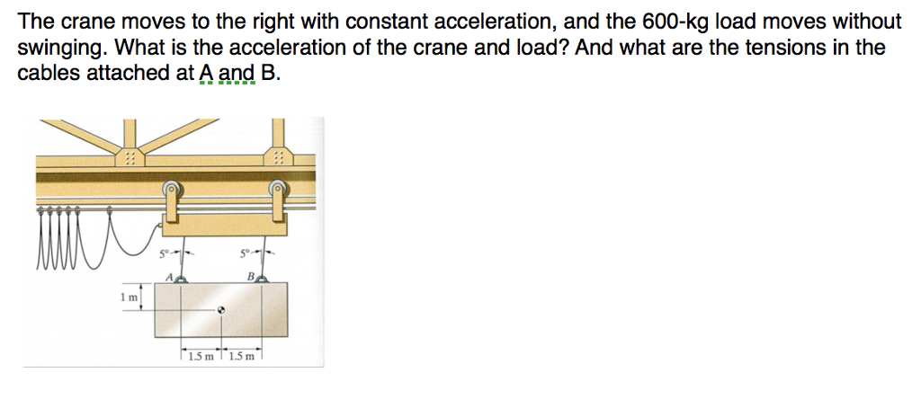 Solved The crane moves to the right with constant | Chegg.com