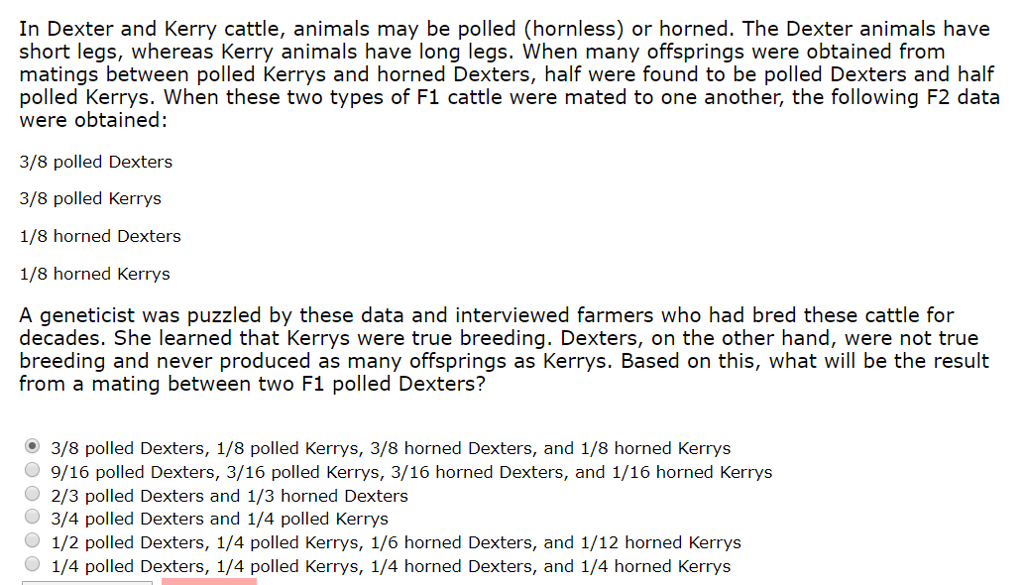 In Dexter and Kerry cattle, animals may be polled | Chegg.com