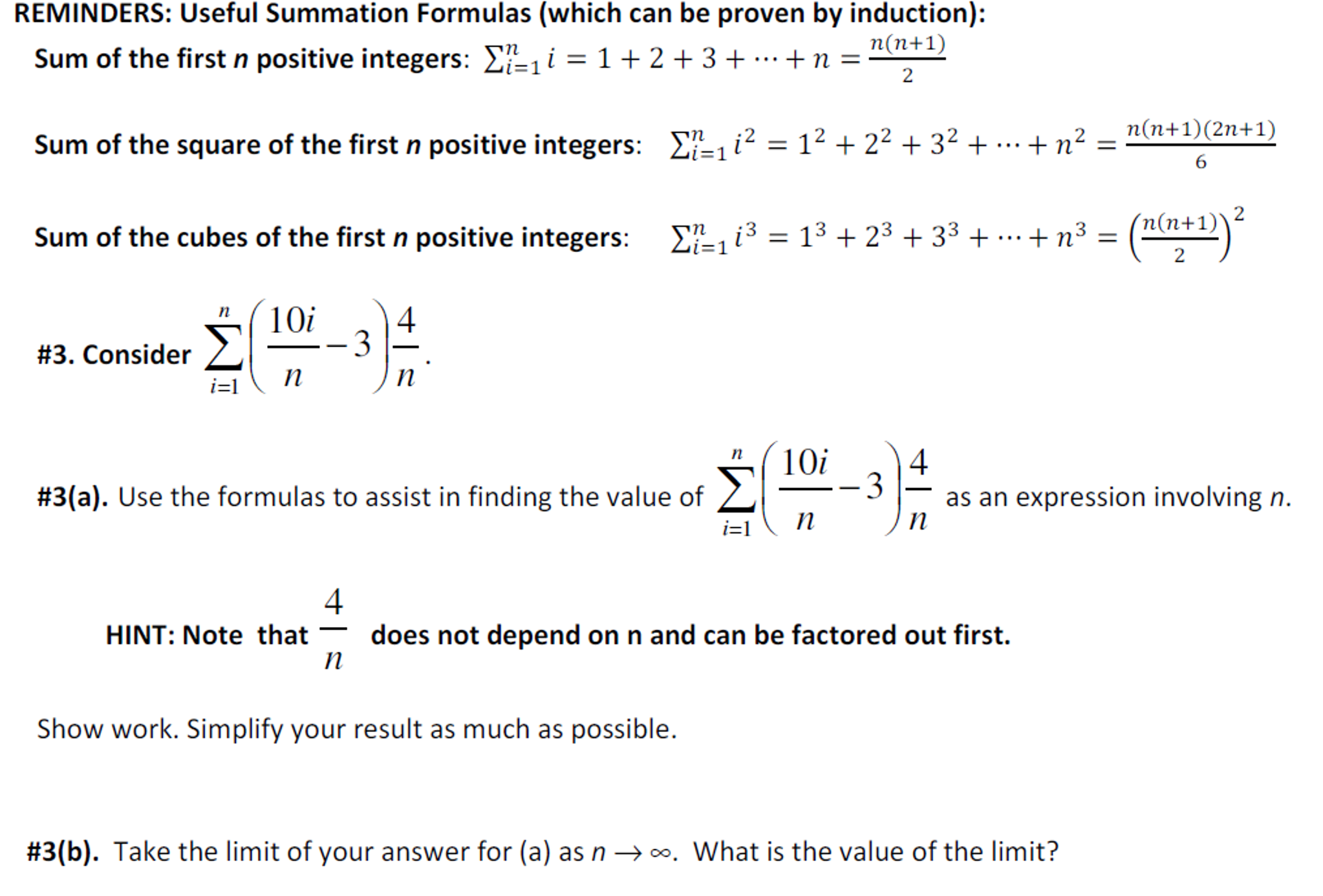 Solved Useful Summation Formulas which Can Be Proven By Chegg