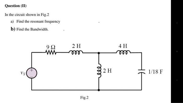 Solved In the circuit shown in Fig.2 Find the resonant | Chegg.com