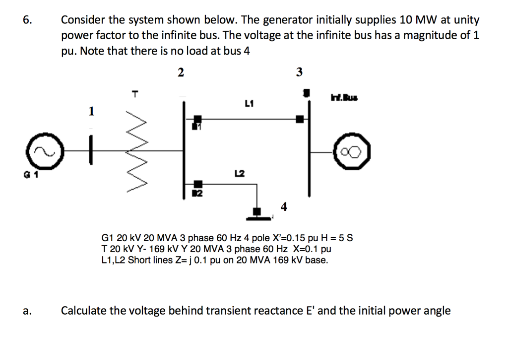 Solved 6. Consider the system shown below. The generator | Chegg.com