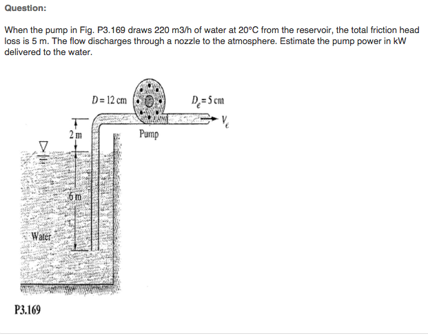 Solved Question: When the pump in Fig. P3.169 draws 220 m3/h | Chegg.com