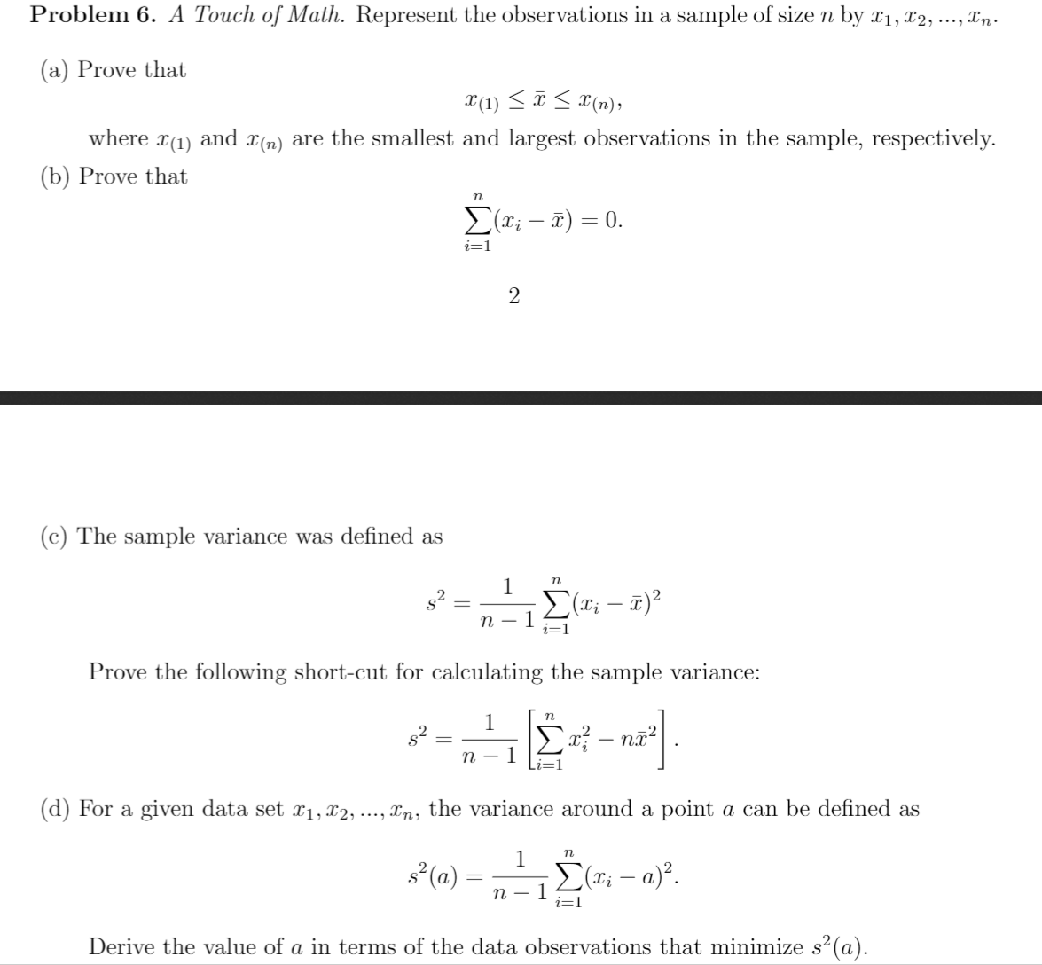 Solved: A Touch Of Math. Represent The Observations In A S... | Chegg.com