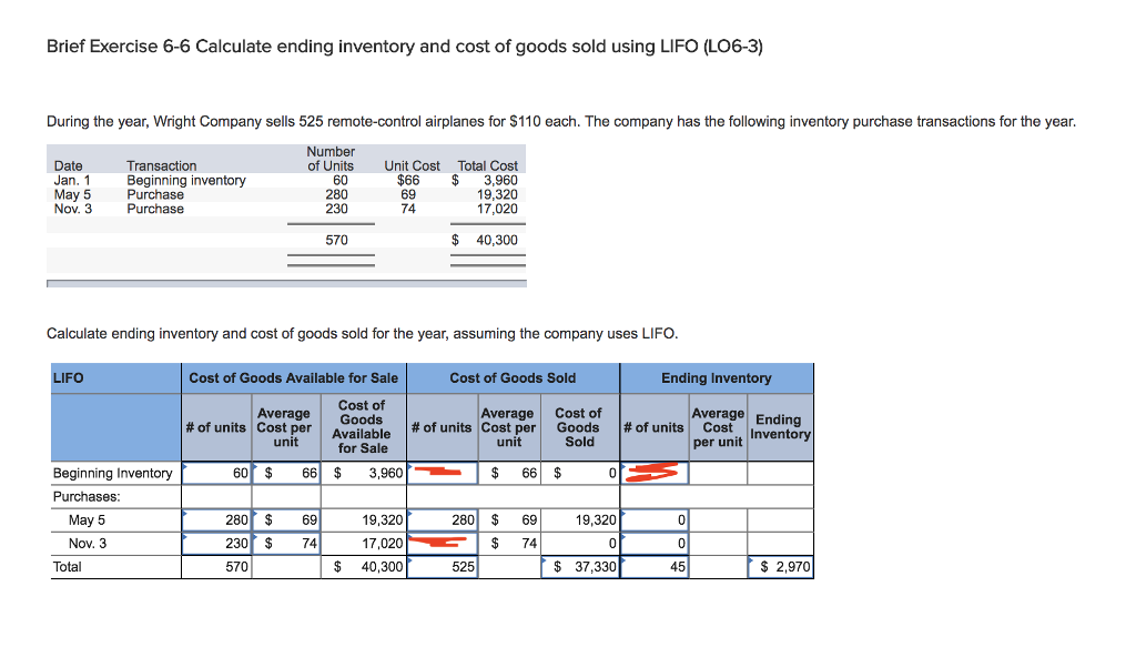 Solved Brief Exercise 6-6 Calculate ending inventory and | Chegg.com