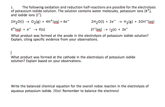 Solved 1. The following oxidation and reduction | Chegg.com