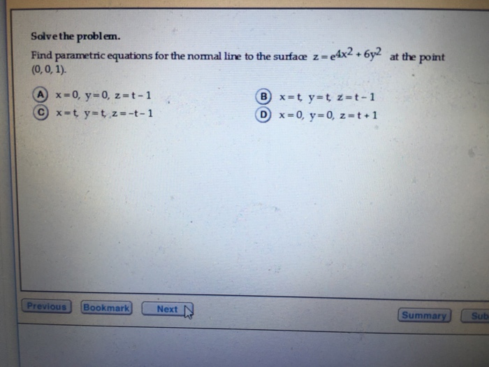 Solved Find parametric equations for the normal line to the | Chegg.com